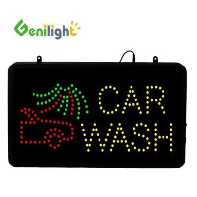 China Genilight Indoor 22*13inch DC12v LED Car Wash Open Sign with Aluminium Plastic Background for sale