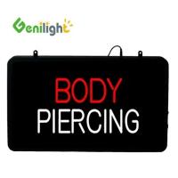 China Body Piercing and Tattoos LED Neon Sign Genilight 56*33 cm with Acrylic Front Board for sale