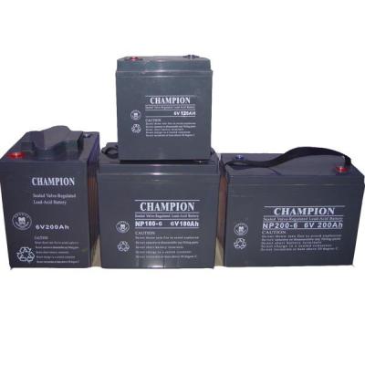 China Champion Sealed Lead Acid battery 6V120ah 6V180ah 6V200ah Long lifetime AGM Battery for sale