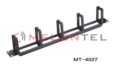 China Black Horizontal Cable Management Panel 1U Wire Management Bottom With Hole for sale