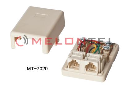 China 2 Port RJ11 Surface Mount Box Ivory Telephone Wall Outlet for sale