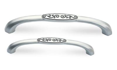 China Zinc Alloy Furniture Door And Cabinet Handles with Satin Silver + Black Finish for sale