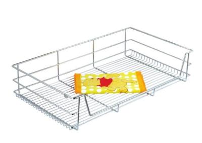 China Storage Loadable Kitchen Pull Out Basket Chrome Plated W228 X D400 X H140mm for sale
