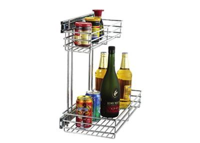 China Double Layers Kitchen Pull Out Basket Slide Out Kitchen Cupboard Basket Loadable for sale