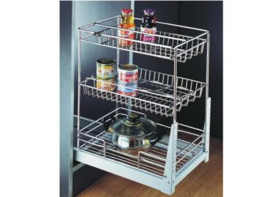 China Triple Layers Kitchen Pull Out Basket Chrome Plated Finish Easy Installation for sale