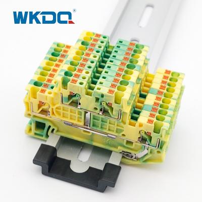 China 2 Level Push In Din Rail PE Ground Terminal Block JPTTB 1.5 PA66 V0 for sale
