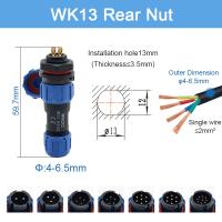China Sp Durable Waterproof Plug Socket Connector IP68 Circular Battery Cable Wk13 Rear Nut Pins for sale