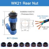 China Sp Threaded Coupling Waterproof Connector Wk21 Rear Nut Pin Male And Female Cable for sale