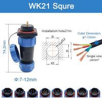 China Wk21 Threaded Plug Socket Waterproof Connector Inline Mount Wire Cable Coupler Aviation for sale