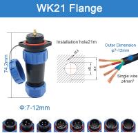 China IP68 Threaded Plug Socket Waterproof Connector Wk21 Flange Plastic Underwater Mateable for sale