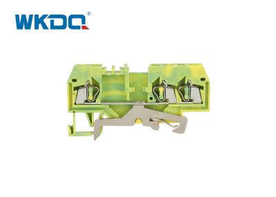 China 280-687 Yellow Green Spring Cage Feed Through Earthing Ground Terminal Blocks Din Rail for sale