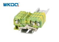 China 280-687 Yellow Green Spring Cage Feed Through Earthing Ground Terminal Blocks Din Rail for sale