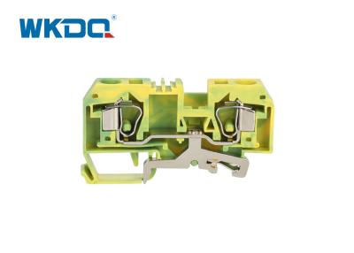 China 284-907 Protective Spring Clamp PA66 Terminal Block Tin Plated Brass Body Front Entry DIN Rail Green Color for sale