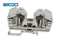 China 285-635 Red Copper Two Conductor Spring Clamp Terminal Block Installation Side And Center Marking for sale