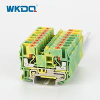 China JPT 6-PE Phoenix Push In Terminal Block Connector PT Feed Through Grounding Protective PE Modular Green and Yellow for sale