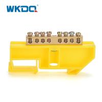 China 500V / 17.5A PE Ground Terminal Bus Bar Yellow Din Rail Terminal Blocks for sale