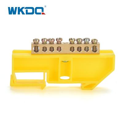 China 500V / 17.5A PE Ground Terminal Bus Bar Yellow Din Rail Terminal Blocks for sale