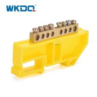 China 500V / 17.5A PE Ground Terminal Bus Bar Yellow Din Rail Terminal Blocks for sale