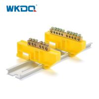 China 500V / 17.5A PE Ground Terminal Bus Bar Yellow Din Rail Terminal Blocks for sale