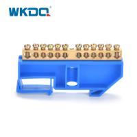 China Din Rail Mounted Terminal Bus Bar Neutral Busbar Terminal Block Blue 500V/17.5A for sale