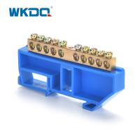 China Din Rail Mounted Terminal Bus Bar Neutral Busbar Terminal Block Blue 500V/17.5A for sale