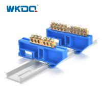 China Din Rail Mounted Terminal Bus Bar Neutral Busbar Terminal Block Blue 500V/17.5A for sale