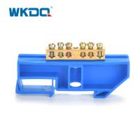 China Din Rail Mounted Terminal Bus Bar Neutral Busbar Terminal Block Blue 500V/17.5A for sale