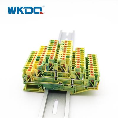 China Push In DIN Rail PE Triple Level Ground Terminal Block Flame Resistant for sale