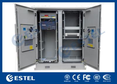 China Dual Bay Outdoor Telecom Cabinet With Air Conditioner and Environment Monitoring Unit for sale