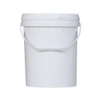 China HDPE 20 Liter Paint Bucket Cylindrical 20L White Plastic Bucket With Lid for sale
