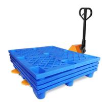 China Grid Nine Feet Forklift Plastic Pallet Blue Color for sale