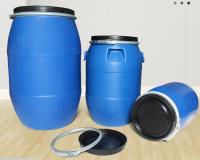 China 125L Flange Plastic Raw Material Barrel Opening Iron Hoop Chemical Barrel for sale