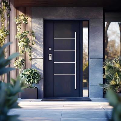 China Luxury Security Door 2.0mm Aluminum Front Entrance Door With Smart Lock Compatibility for sale
