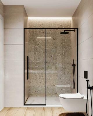 China Space Saving Slim Frame Stainless Steel Sliding Door For Small Bathrooms for sale