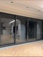 China Ultra Slim Black Aluminum Sliding Glass Door For Modern Balcony And Patio for sale