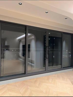 China Ultra Slim Black Aluminum Sliding Glass Door For Modern Balcony And Patio for sale