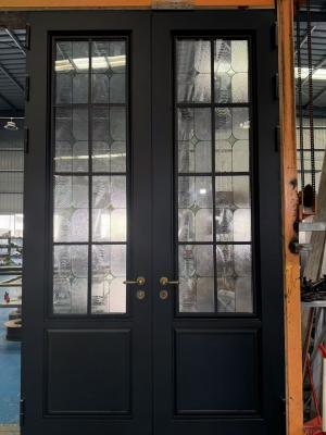 China Custom Black French Aluminum Double Glass Door For Villa Entrance for sale