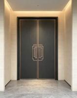 China Custom New Chinese Style Aluminum Double Entrance Door For Luxury Villa for sale