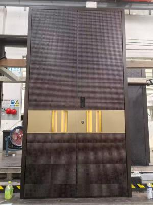 China Custom Bronze Aluminum Double Entrance Door With Smart Lock For Villa for sale