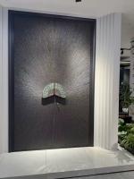 China Custom Black Sunburst Textured Aluminum Double Entrance Door For Luxury Villa for sale