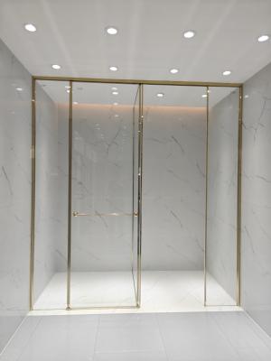 China Custom Gold Framed Clear Glass Shower Enclosure For Luxury Bathroom for sale