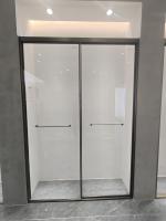 China Custom Minimalist Black Frame Twin Sliding Shower Door For Hotel And Home Bathroom for sale