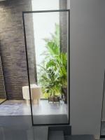 China Custom Black Framed Textured Glass Partition Screen For Living Room for sale