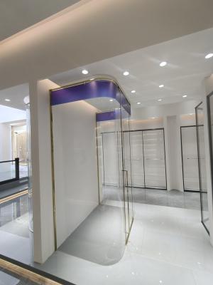 China Custom Gold Framed Curved Glass Walk-In Shower Enclosure For Luxury Bathroom for sale