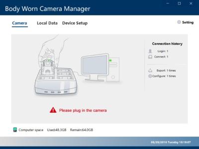 China BWC Manager Software for Body Worn Camera Data Uploading FTP Protocol USB HUB 10 Cameras for sale