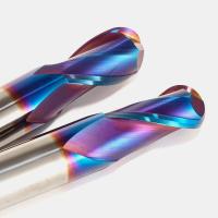 China KM-65 Series 2-Blade Tungsten Steel Ball End Mill with Blue Nano Coating for CNC Cutting HRC<65° Materials for sale