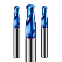 China 2 Flute Ball End Mill Blue Nano Coating CNC Tool for sale