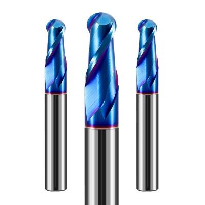 China 2 Flute Ball End Mill Blue Nano Coating CNC Tool for sale
