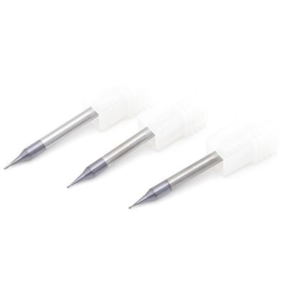 China N600 Micro Diameter Ball End Milling Cutter - 2 Flute Tungsten Carbide for Aluminum & Copper for sale