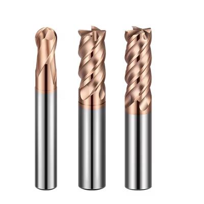 China Circular Ball Head Carbide End Mill Cutter HRC55 2 Flute Ball Nose Extended CNC High Hardness Machine Tool Milling Cutter for sale